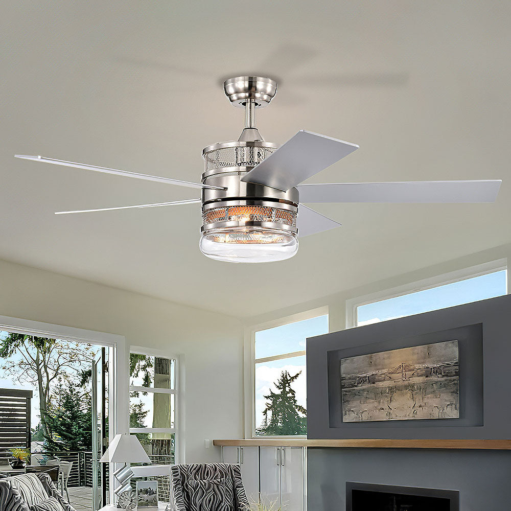Silver Ceiling Fan With Light