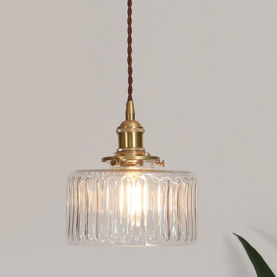 Lampsmodern Nordic Retro 1 Light Glass Pendant Light Stripe Glass Light
