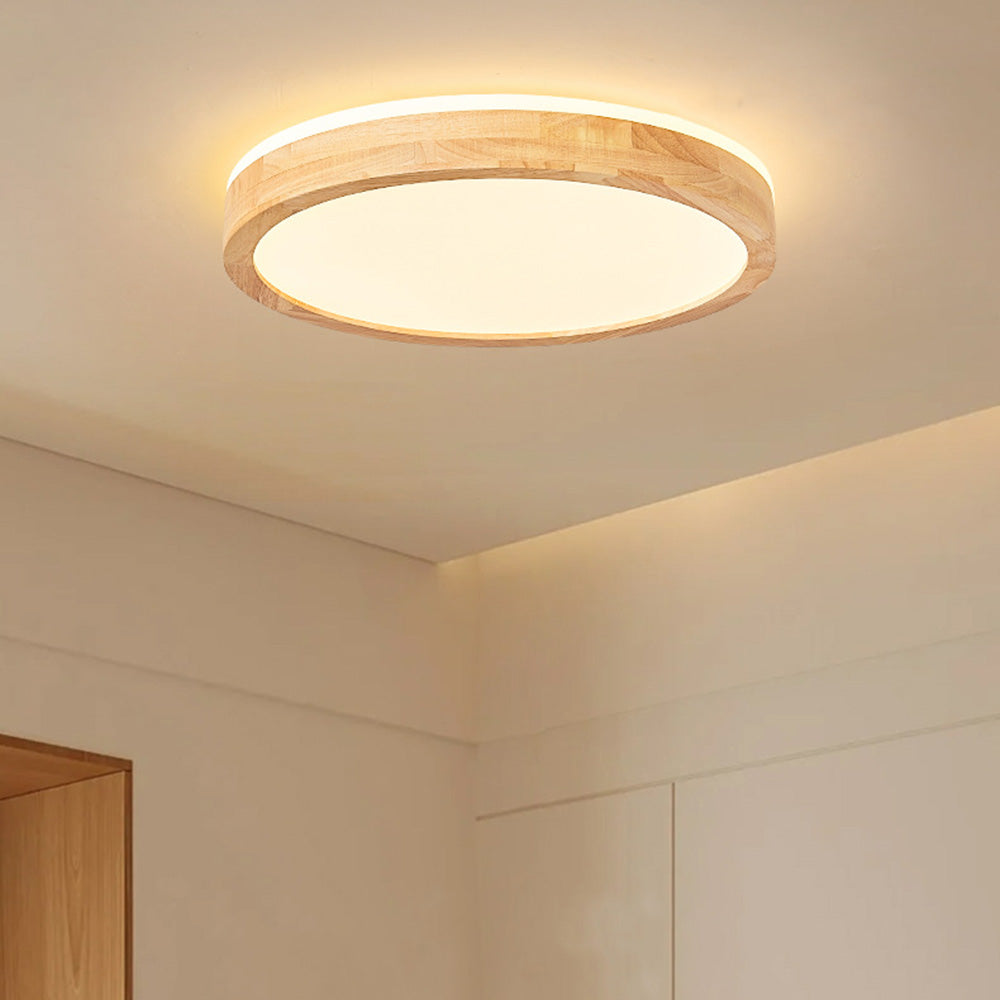 Lampsmodern Ceiling Lamp Natural Wood LED Round Ceiling Light