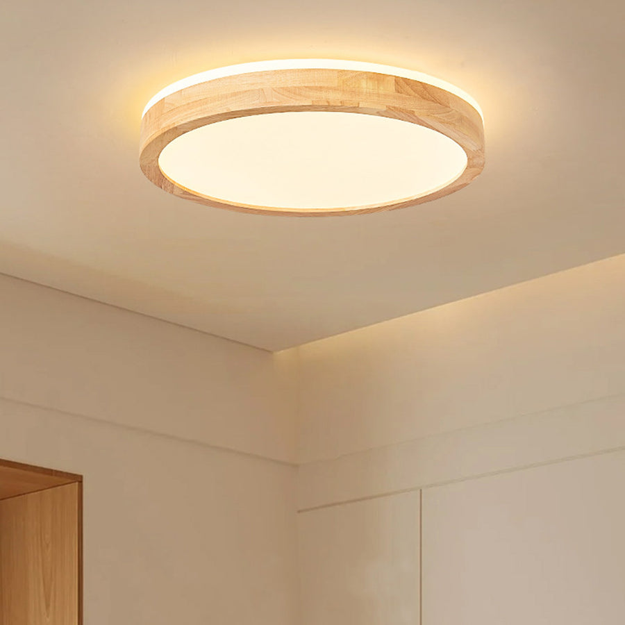 Lampsmodern Ceiling Lamp Natural Wood LED Round Ceiling Light