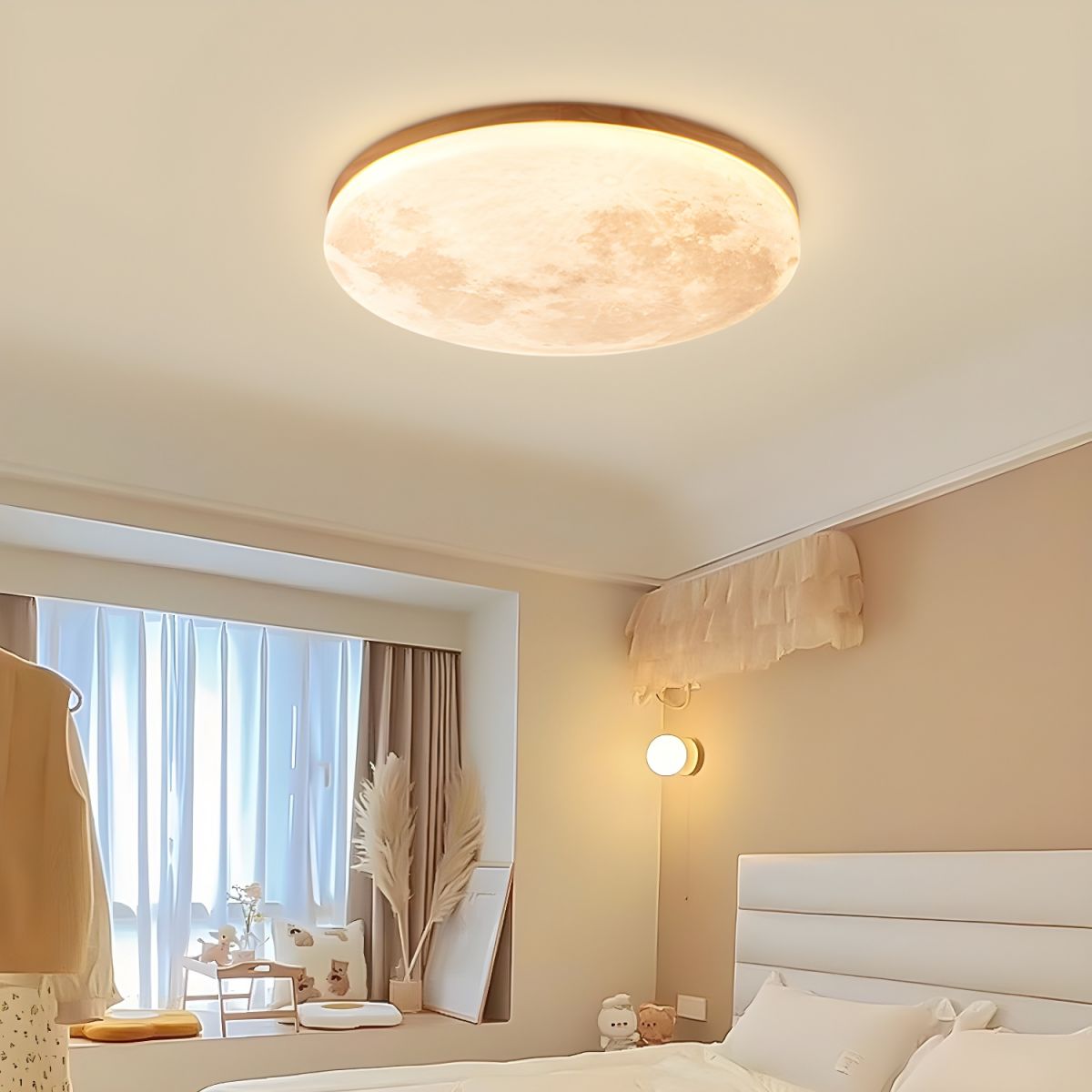 Lampsmodern Ceiling Lamp Creative Round Moon LED Ceiling Light For ...