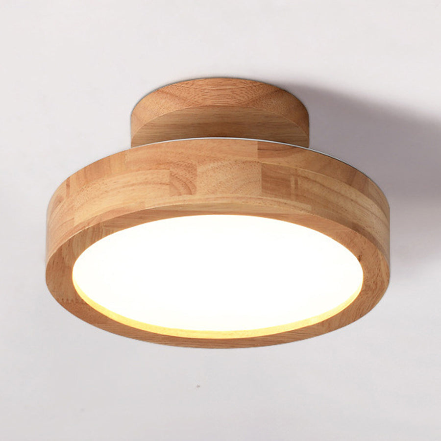 Lampsmodern Ceiling Lamp Contemporary Wood Round Flush Mount LED ...