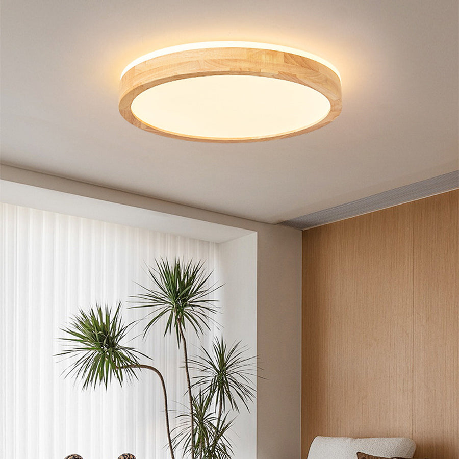 Lampsmodern Ceiling Lamp Natural Wood LED Round Ceiling Light