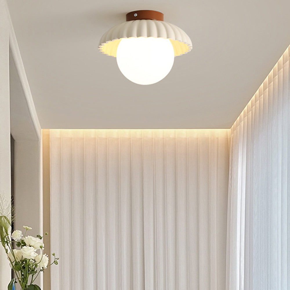 Lampsmodern French Creamy Glass Stained Ceiling Light For Living Room