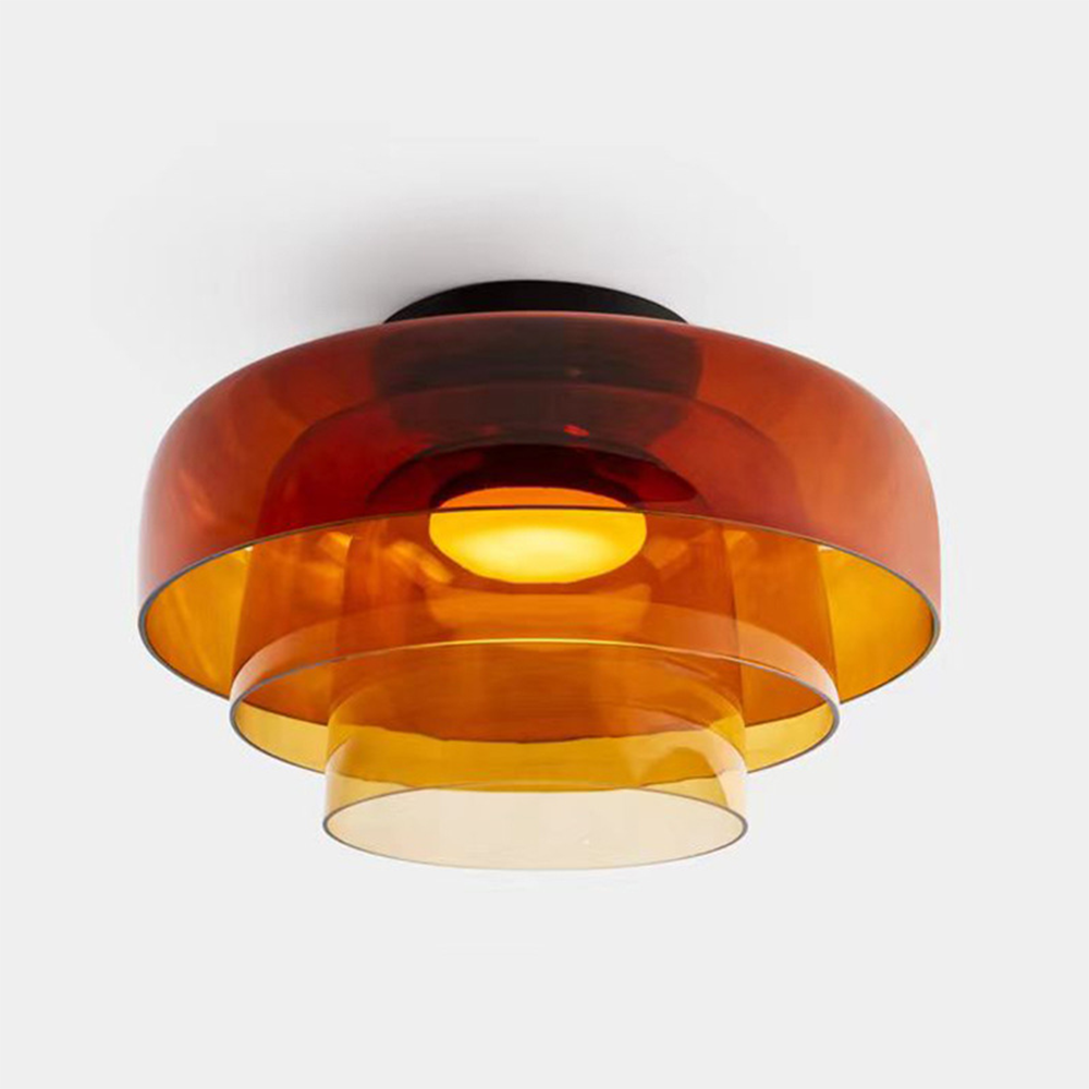 Lampsmodern Creative Multi-Layer Glass Living Room Semi- Flush Mount ...