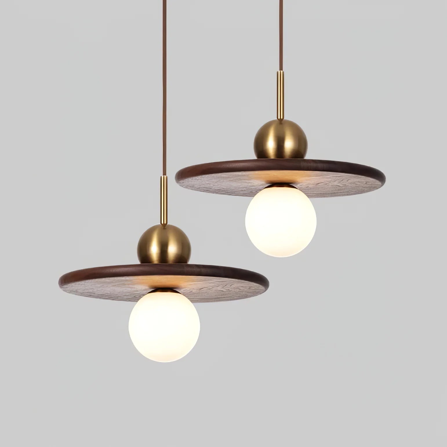 Lampsmodern Creative Round Pendant Lamp Black Walnut Haning Light fixtures