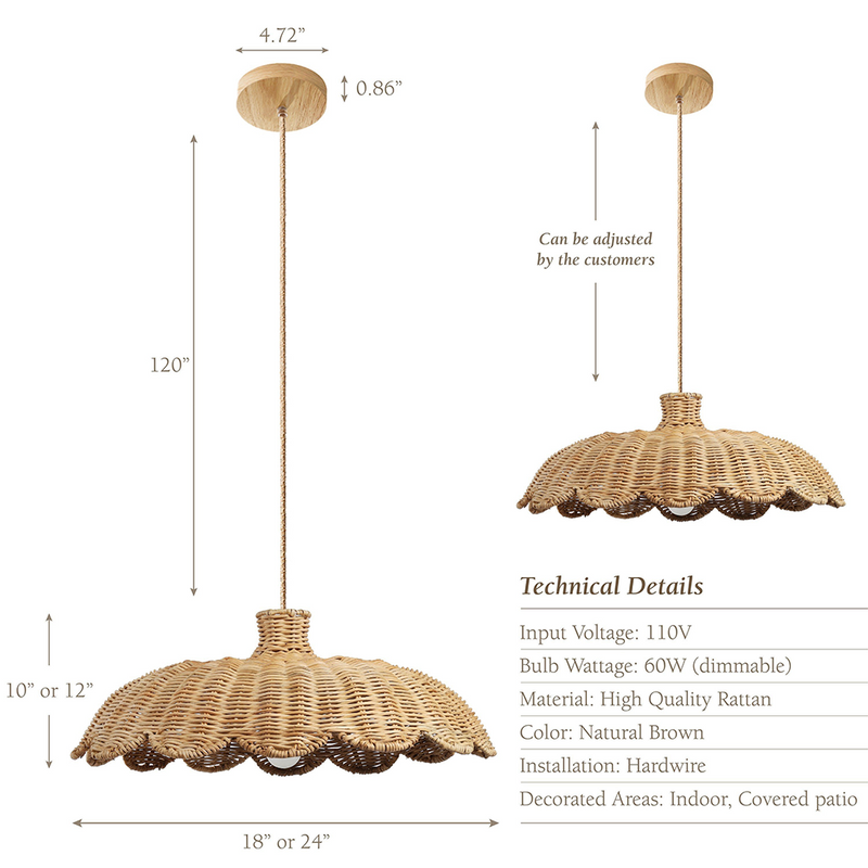 Lampsmodern Pendant Light Boho Creative Decor Rattan Woven Pendant Light