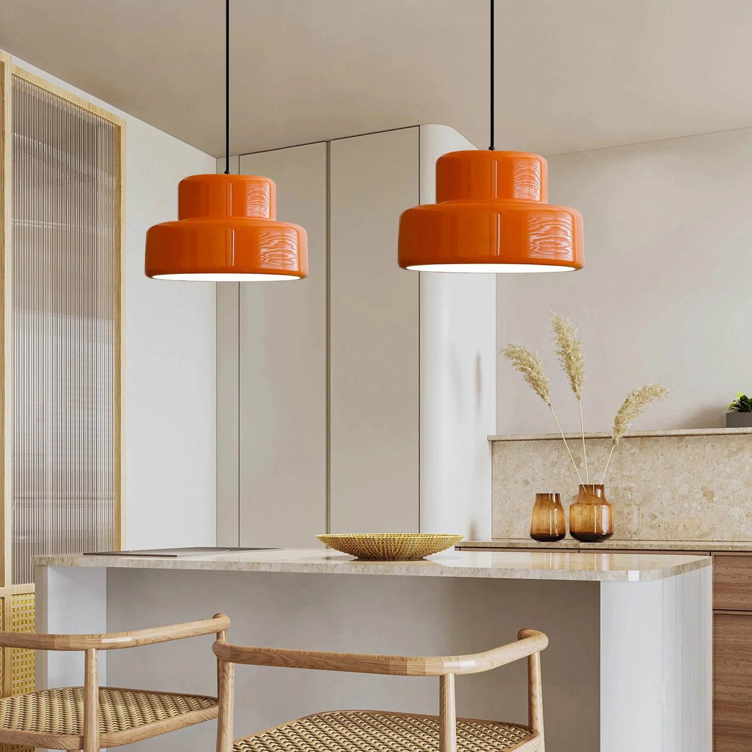 Lampsmodern Pendant Lamp Bauhaus Vintage Orange Warm Pendant Light For ...