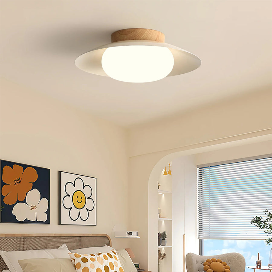 Lampsmodern Cream Round White Ceiling Light Semi Flush Mount Ceiling Light