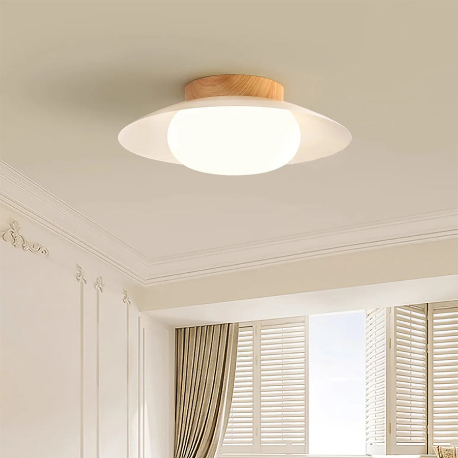 Lampsmodern Cream Round White Ceiling Light Semi Flush Mount Ceiling Light