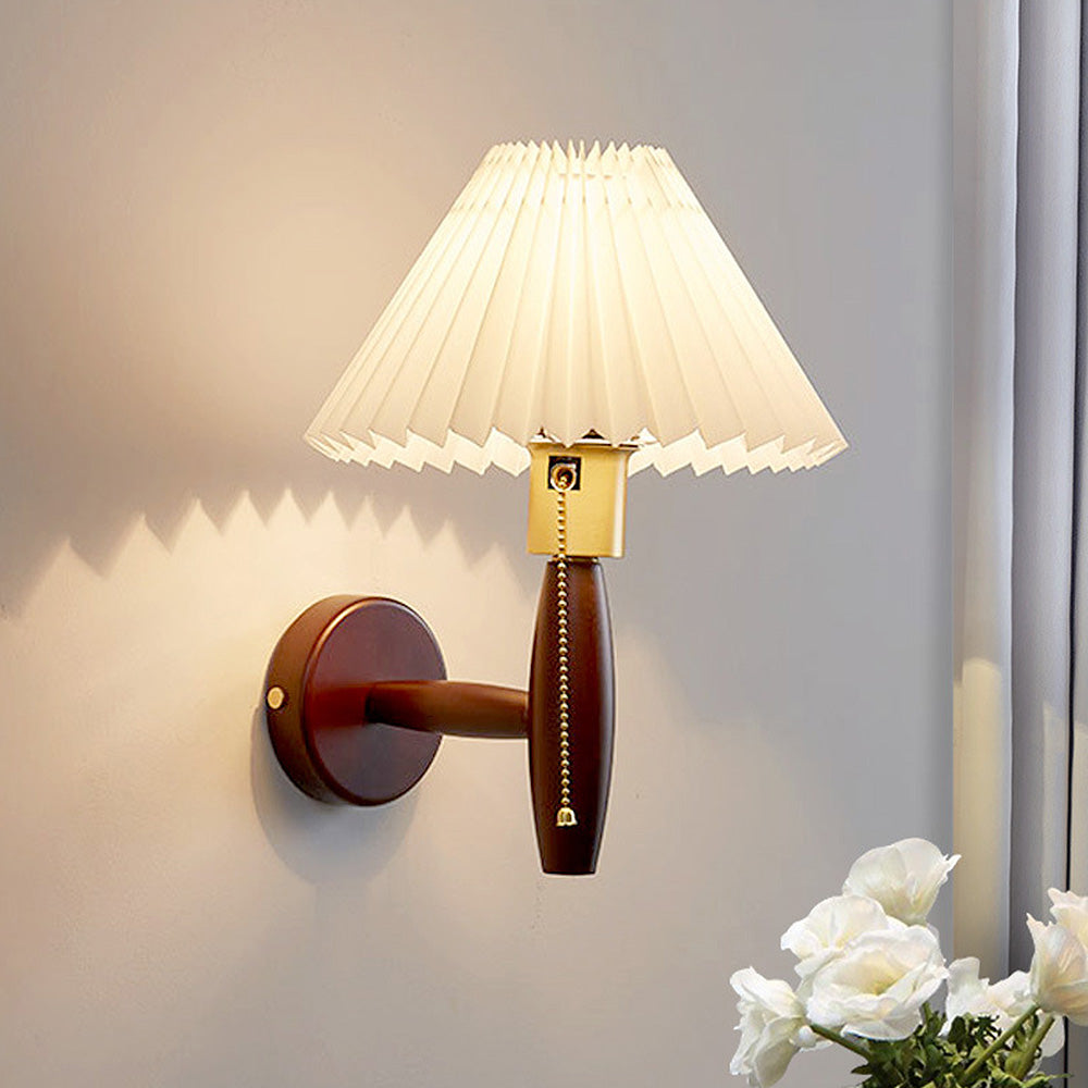 Lampsmodern Wall Light Classic Walnut Wood Folds Shade Wall Light For ...