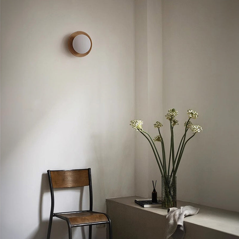 Lampsmodern Wall Light Natural Wood Minimalist Round Wall Light For ...