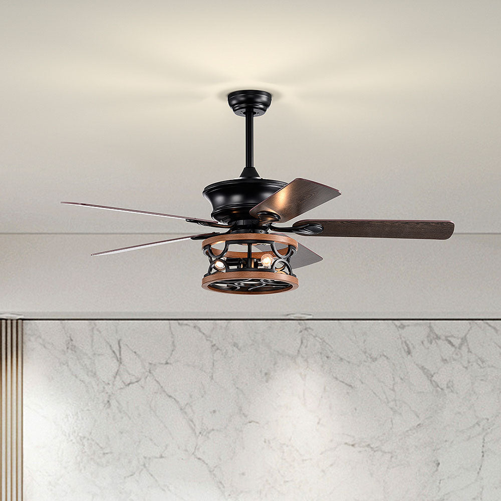 Lampsmodern Retro Minimalist Metal Ceiling Fan With Light And Remote ...