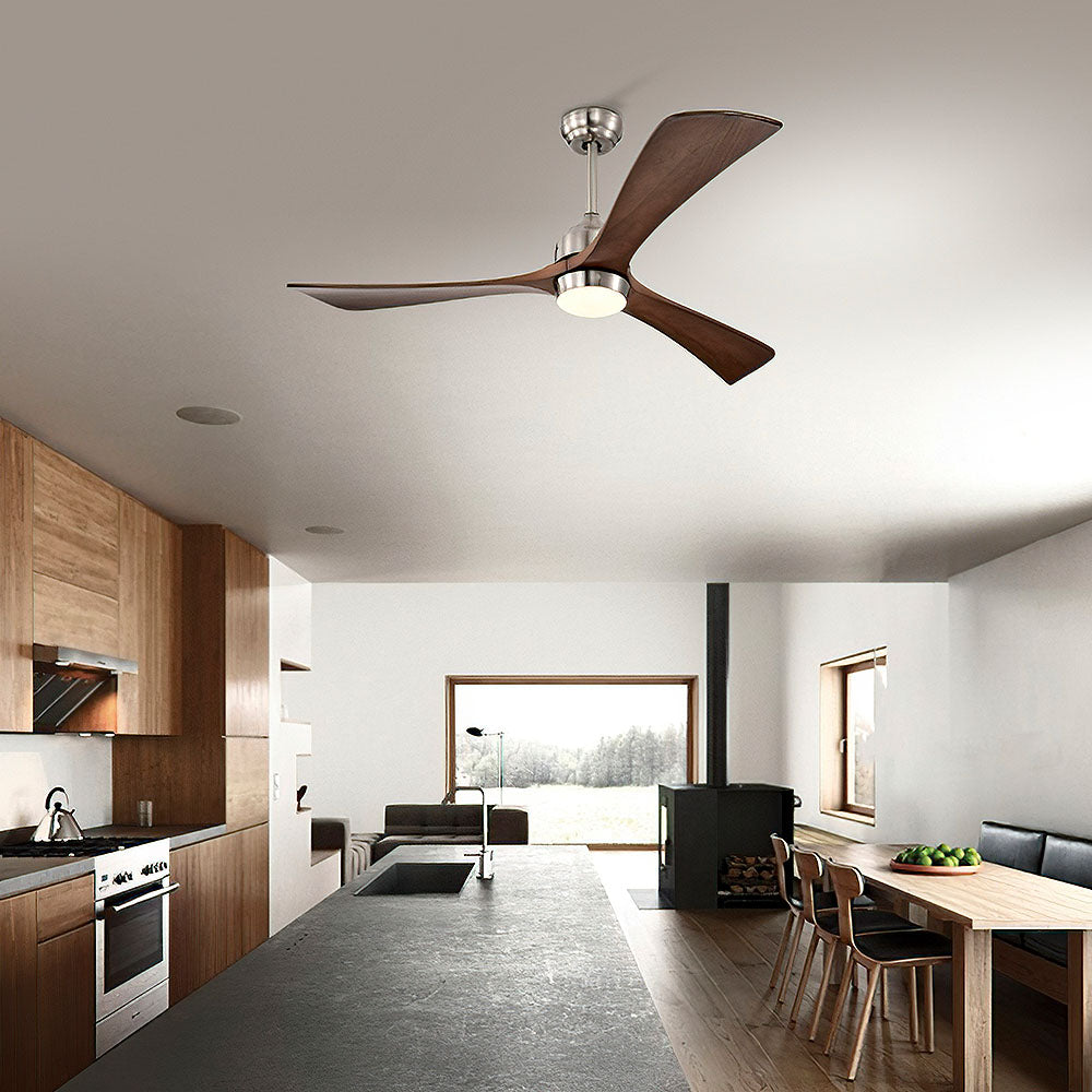Lampsmodern Simple Wooden Ceiling Fan With LED Light And Remote