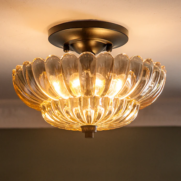 Lampsmodern Ceiling Light Vintage Amber Glass Semi-Flush Shades Of Light