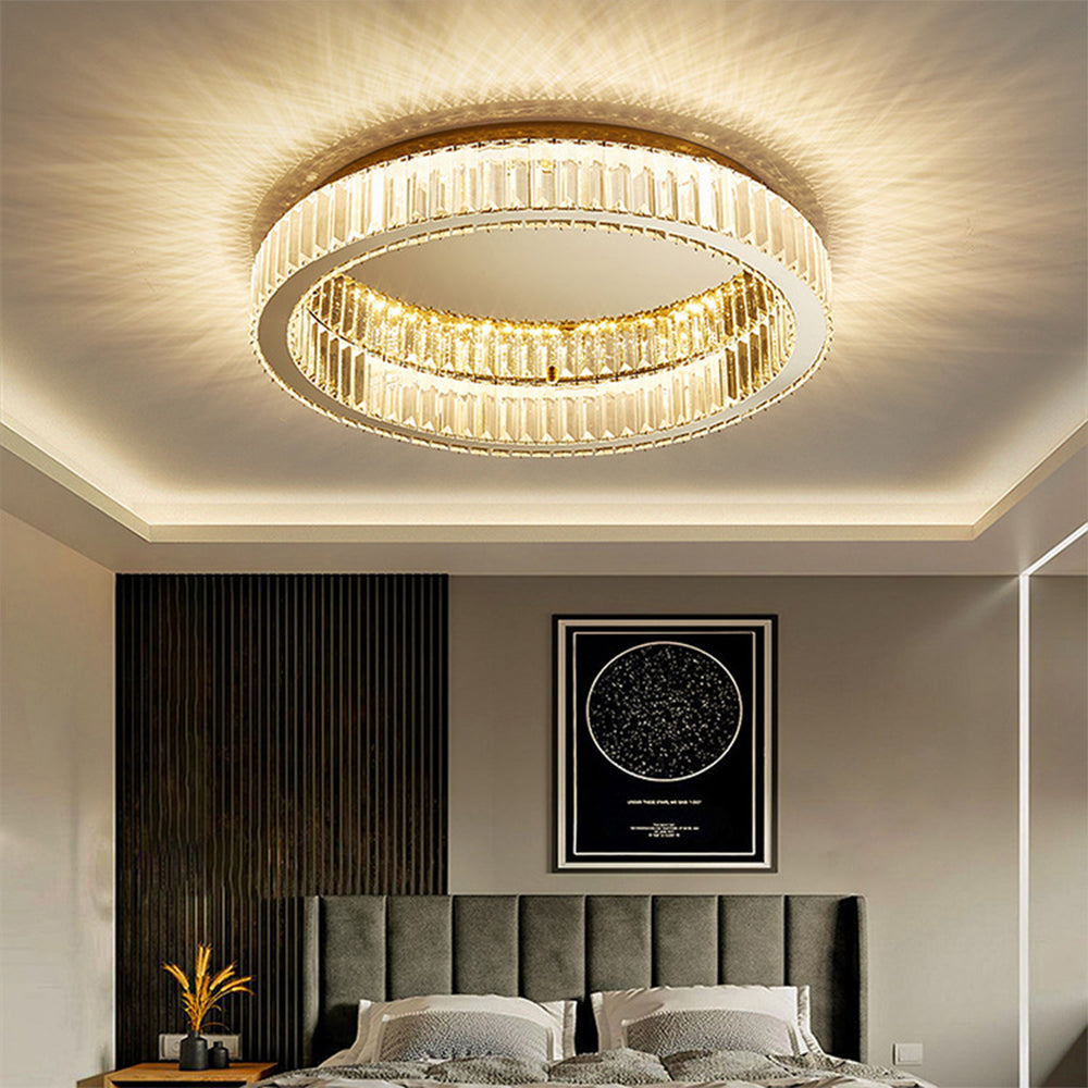 Lampsmodern Modern Circle Gold Crystal Ceiling Light Metal Flush Mount ...