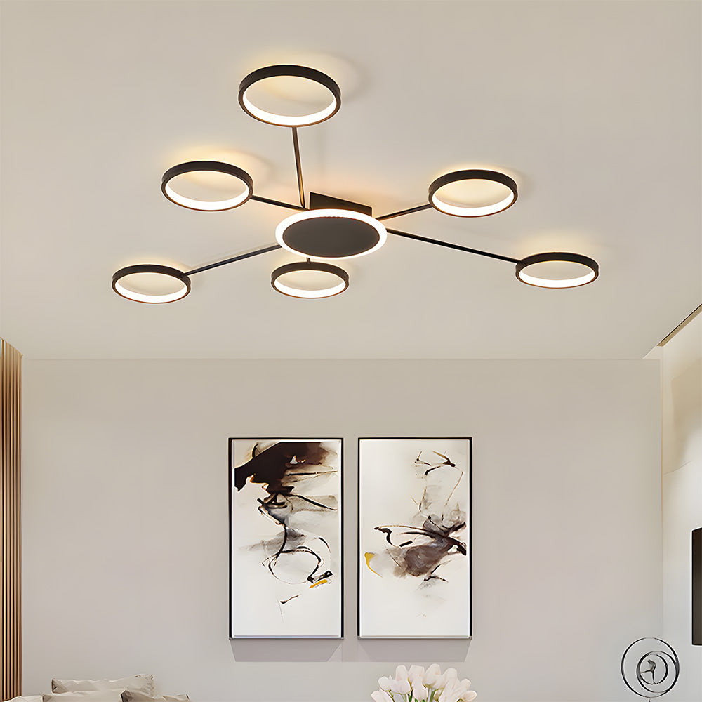 Led ceiling light for living room-modern, black metal | Lampsmodern US