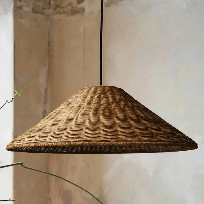 Lampsmodern Pendant Light Woven Rattan Wicker Cone Hanging Lights For ...