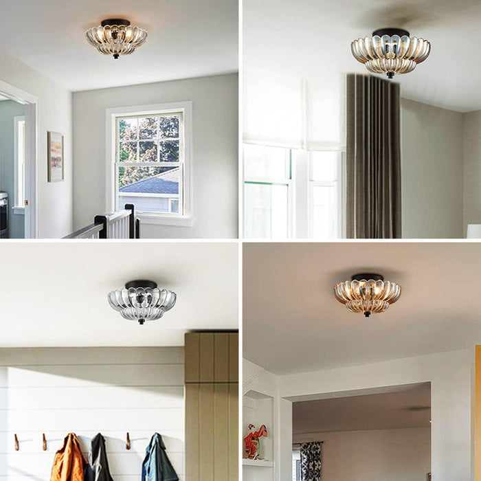 Lampsmodern Ceiling Light Vintage Amber Glass Semi-Flush Shades Of Light
