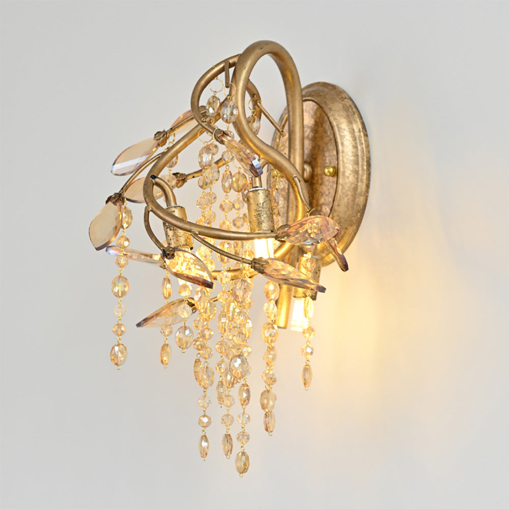 Lampsmodern Vintage Autumn Twilight Metal Wall Lamp Antique Crystal ...