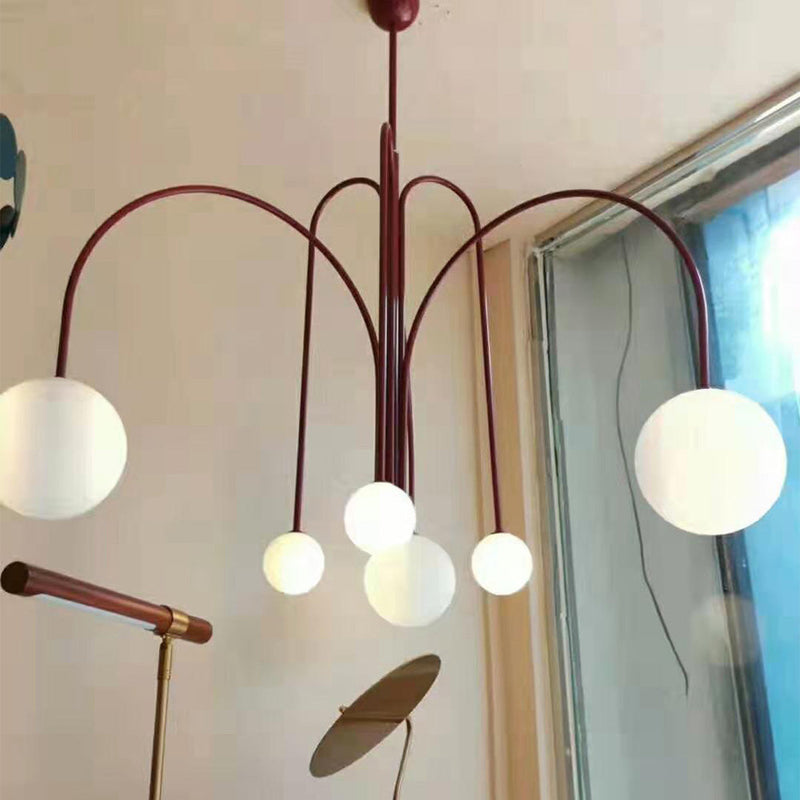 Pendant Light Red Long Line Type Metal Art Deco Pendant Lights