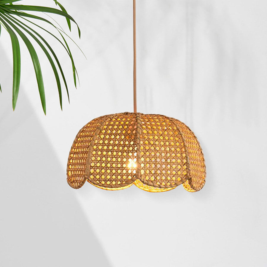 Pendant Light Short Round Rattan Natural Woven Lampshade Round Pendant ...