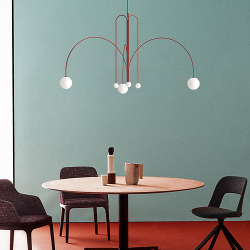 Pendant Light Red Long Line Type Metal Art Deco Pendant Lights