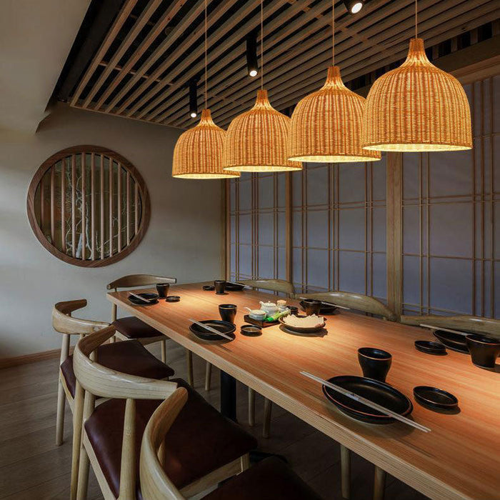 Lampsmodern Pendant Light Bamboo Rattan Basket Pendant Lamp For Kitchen