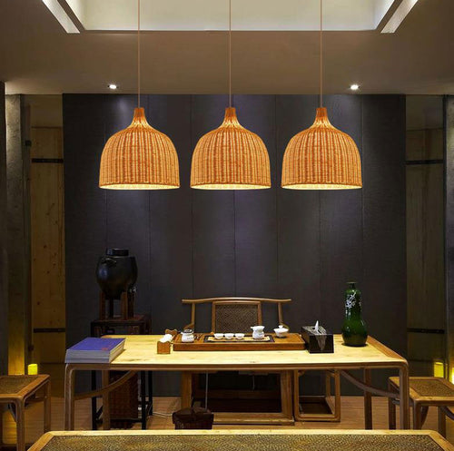 Lampsmodern Pendant Light Bamboo Rattan Basket Pendant Lamp For Kitchen
