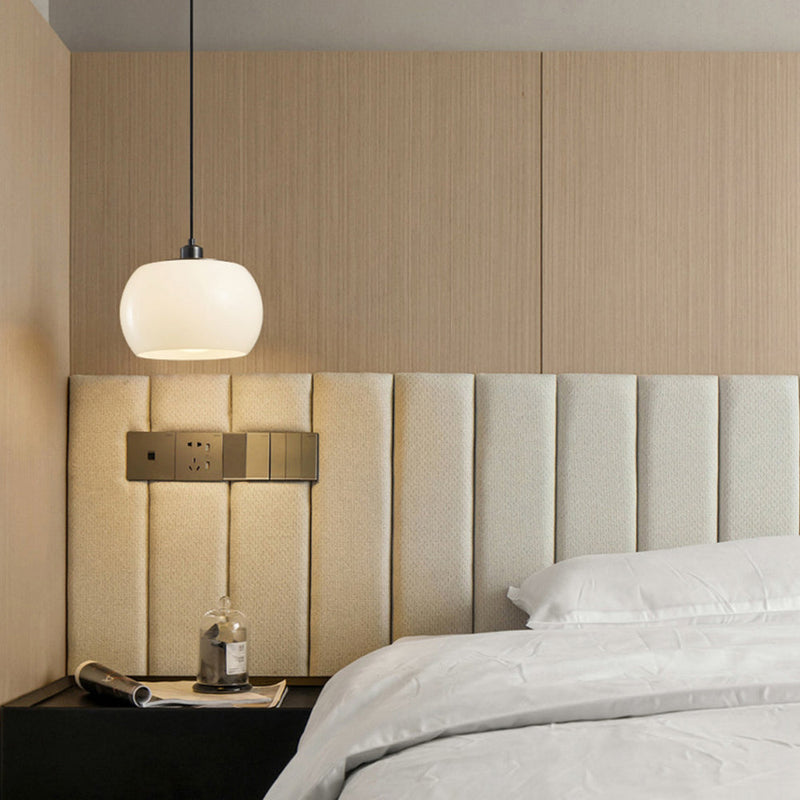 Lampsmodern Vintage Milk White Glass Pendant Light Metal Hanging Light ...