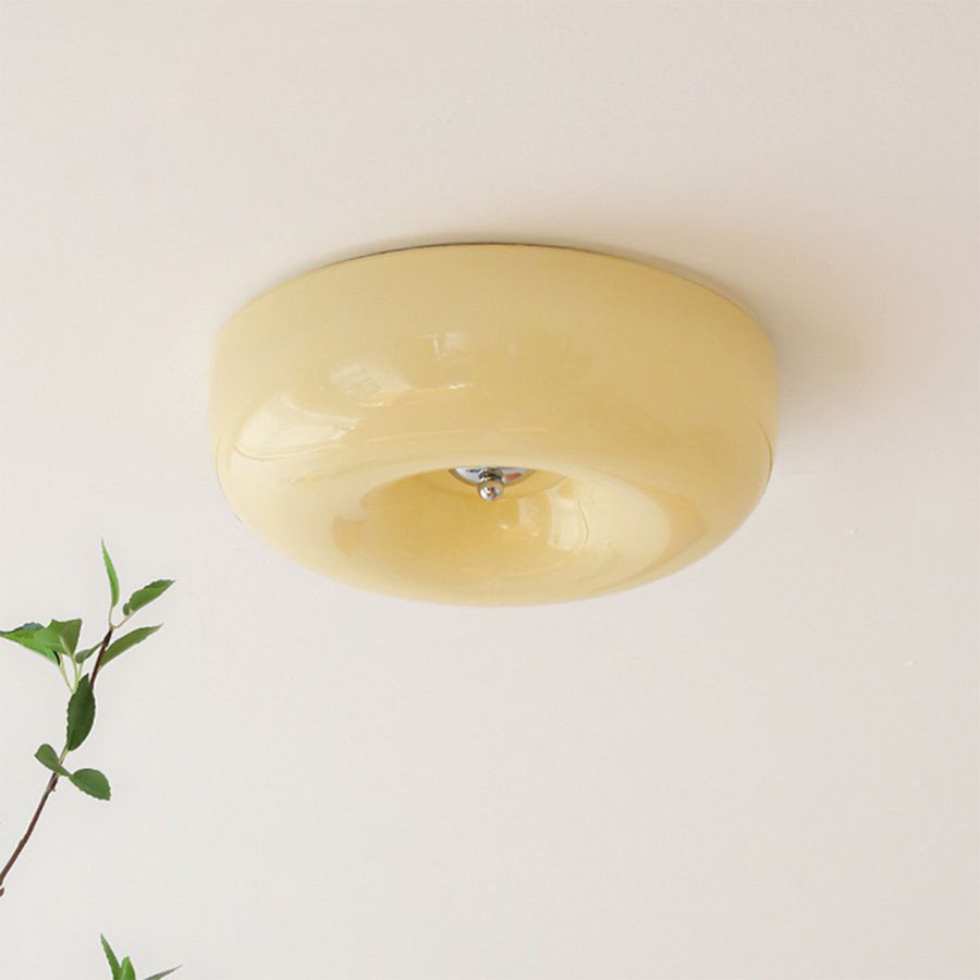 Lampsmodern Simple Ceiling Lamp Cream Round Glass Ceiling Light