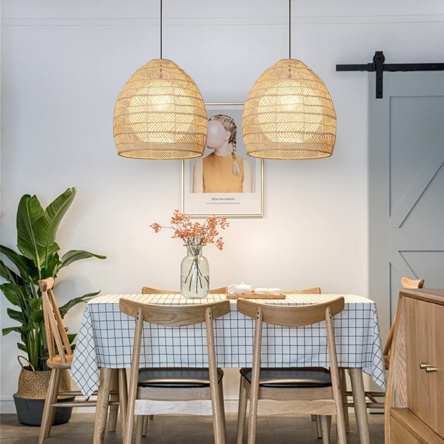 Lampsmodern Pendant Light Vintage Rattan Handwoven Basket Lamp Fixtures