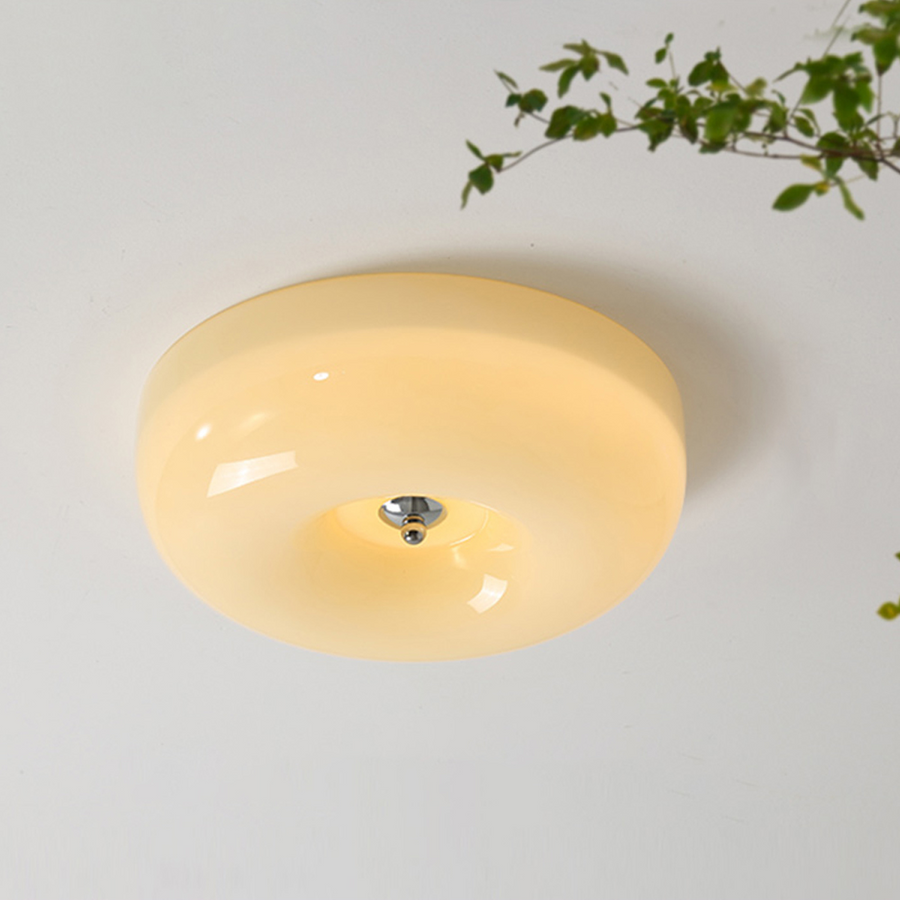Lampsmodern Simple Ceiling Lamp Cream Round Glass Ceiling Light