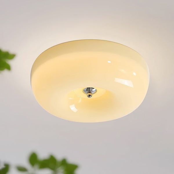 Lampsmodern Simple Ceiling Lamp Cream Round Glass Ceiling Light