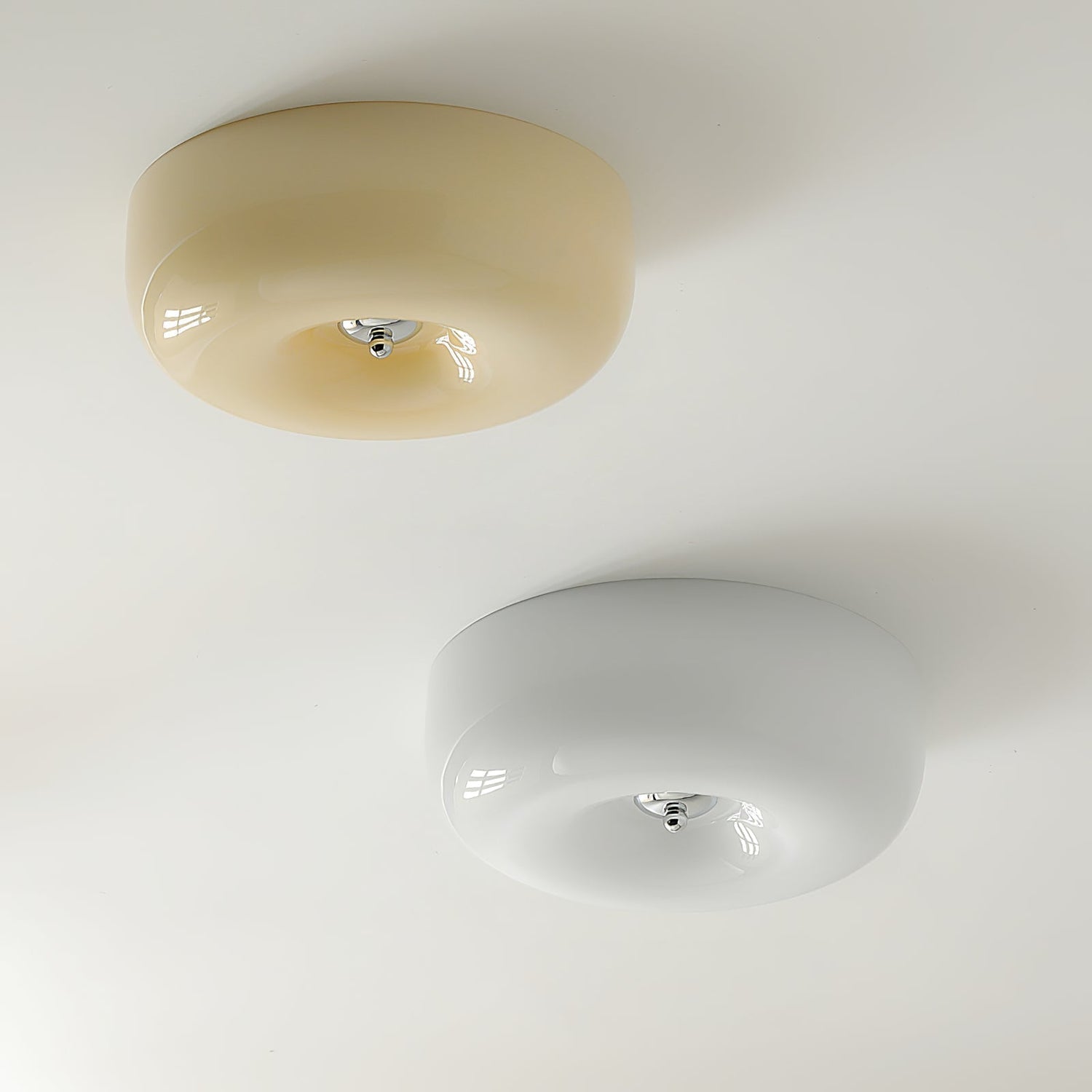 Lampsmodern Simple Ceiling Lamp Cream Round Glass Ceiling Light