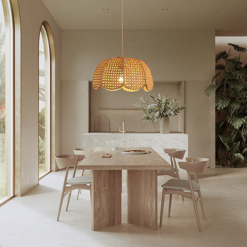 Pendant Light Short Round Rattan Natural Woven Lampshade Round Pendant ...