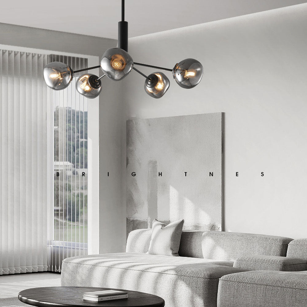 Staggered Chandelier Light Mid Century Modern Staggered Three Arm