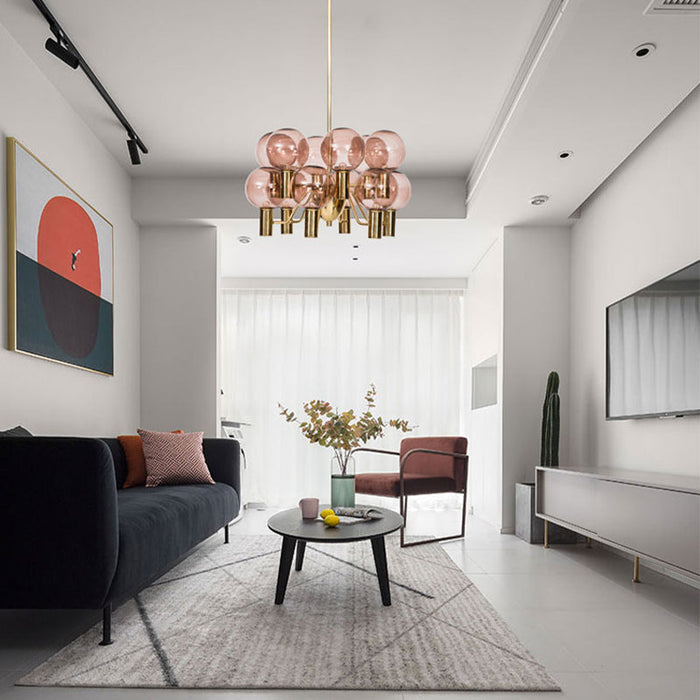 Modern Chandelier Glass Chandelier Light fixtures Pink Hanging ...